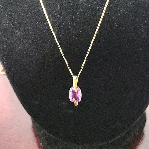 Jewelry | 1k Gold Amethyst Pendant With 10k Gold Chain | Poshmark